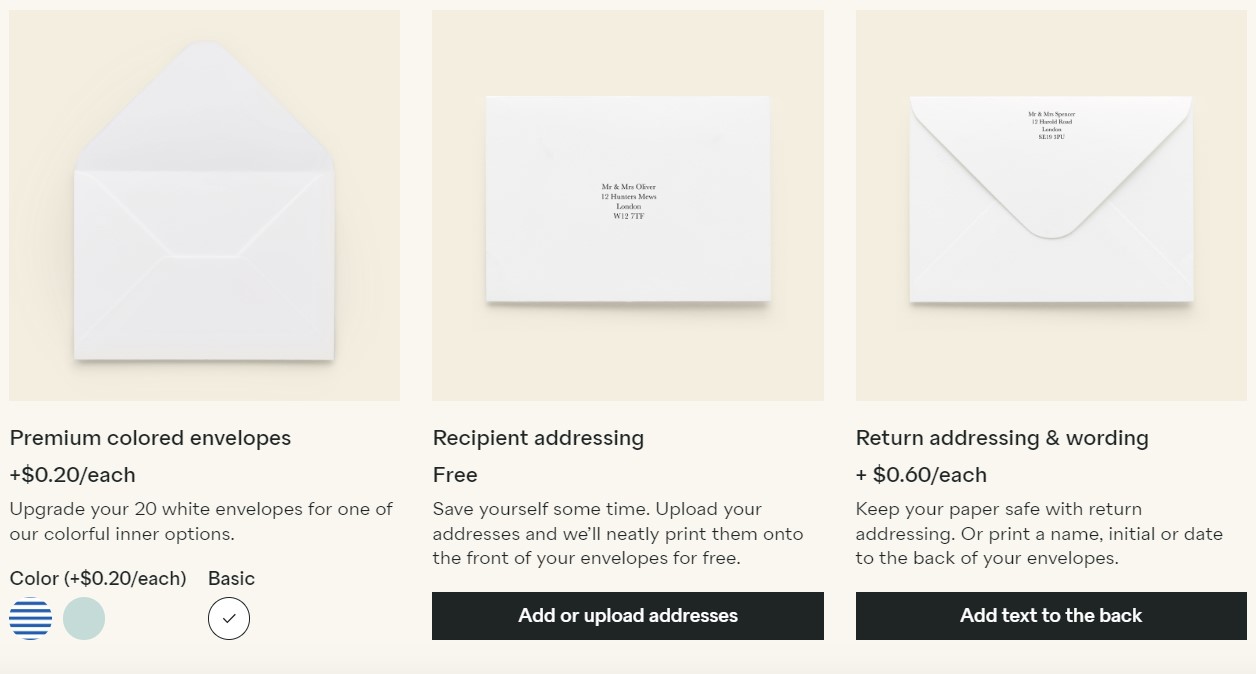 Do you offer recipient or guest addressing on envelopes? – Papier US